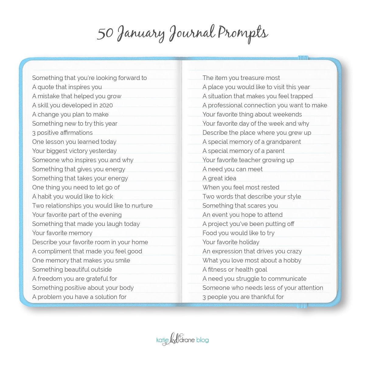 50 Journal Prompts for January - Katie Drane